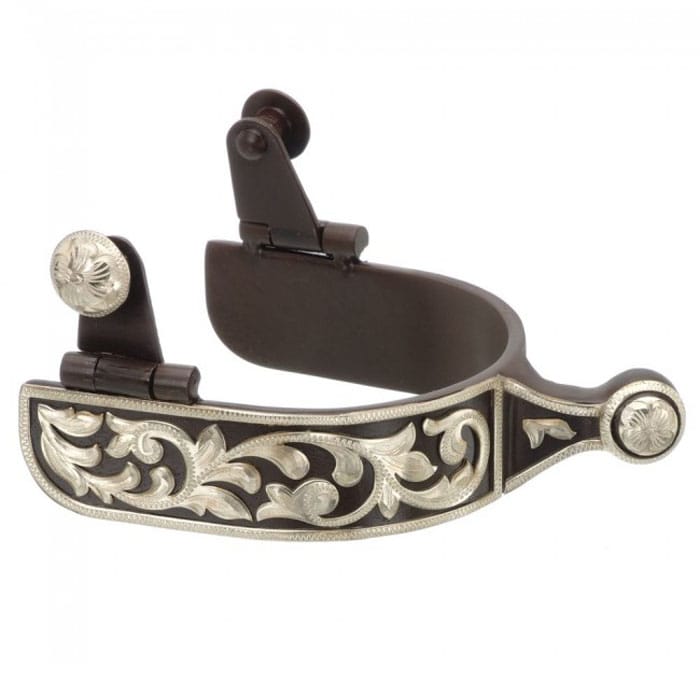 Ladies Antique Brown Silver Star Spur with Engraved Floral GS9707L - MC ...